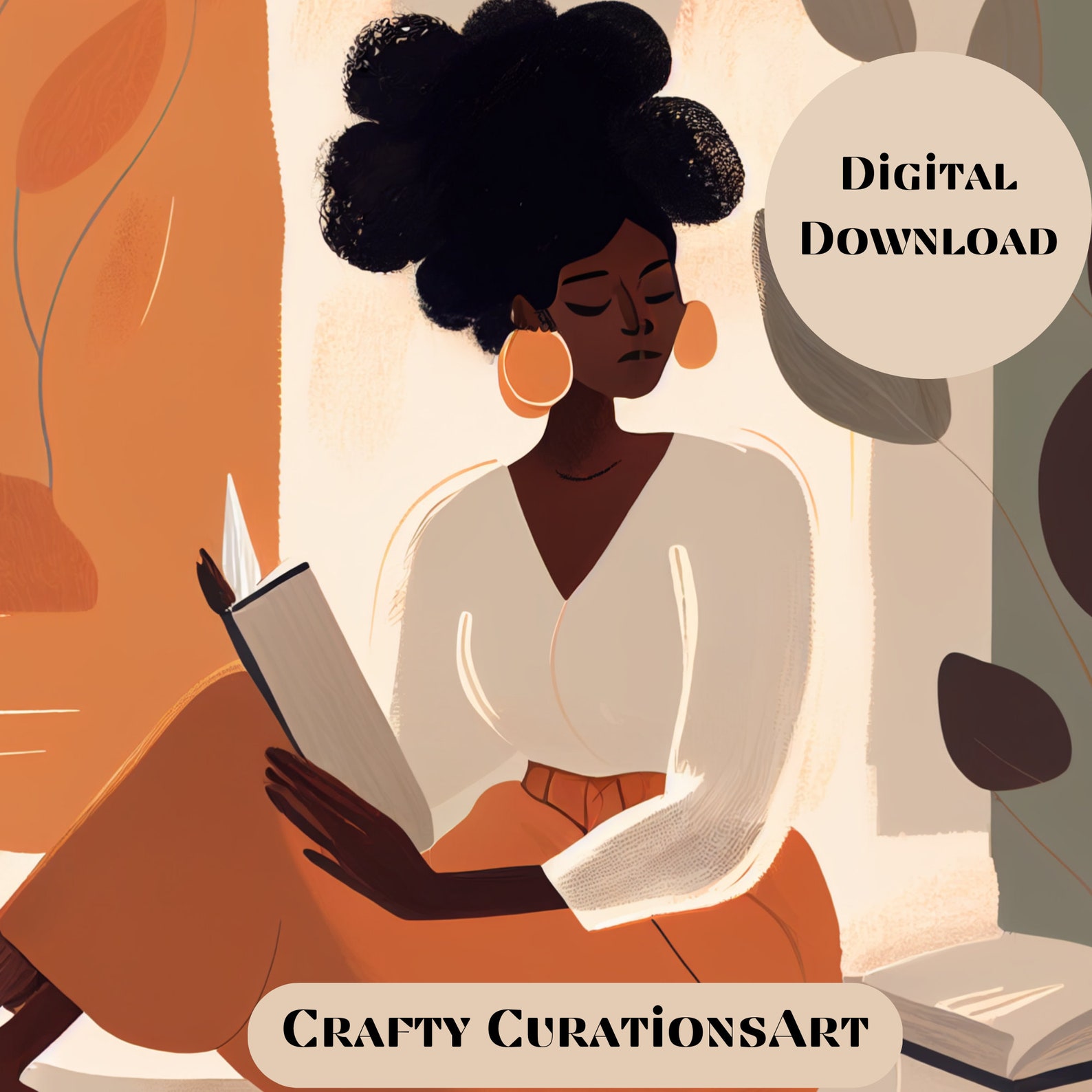 Beautiful Wall Art: Black Woman Reading Art, Stunning Home Décor for ...