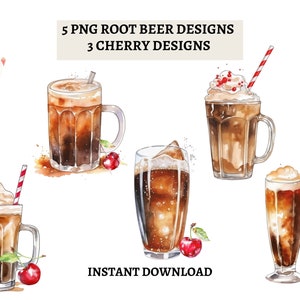 Watercolor Root Beer Float Clip Art, Root Beer Mug, Soda Ice Cream ...