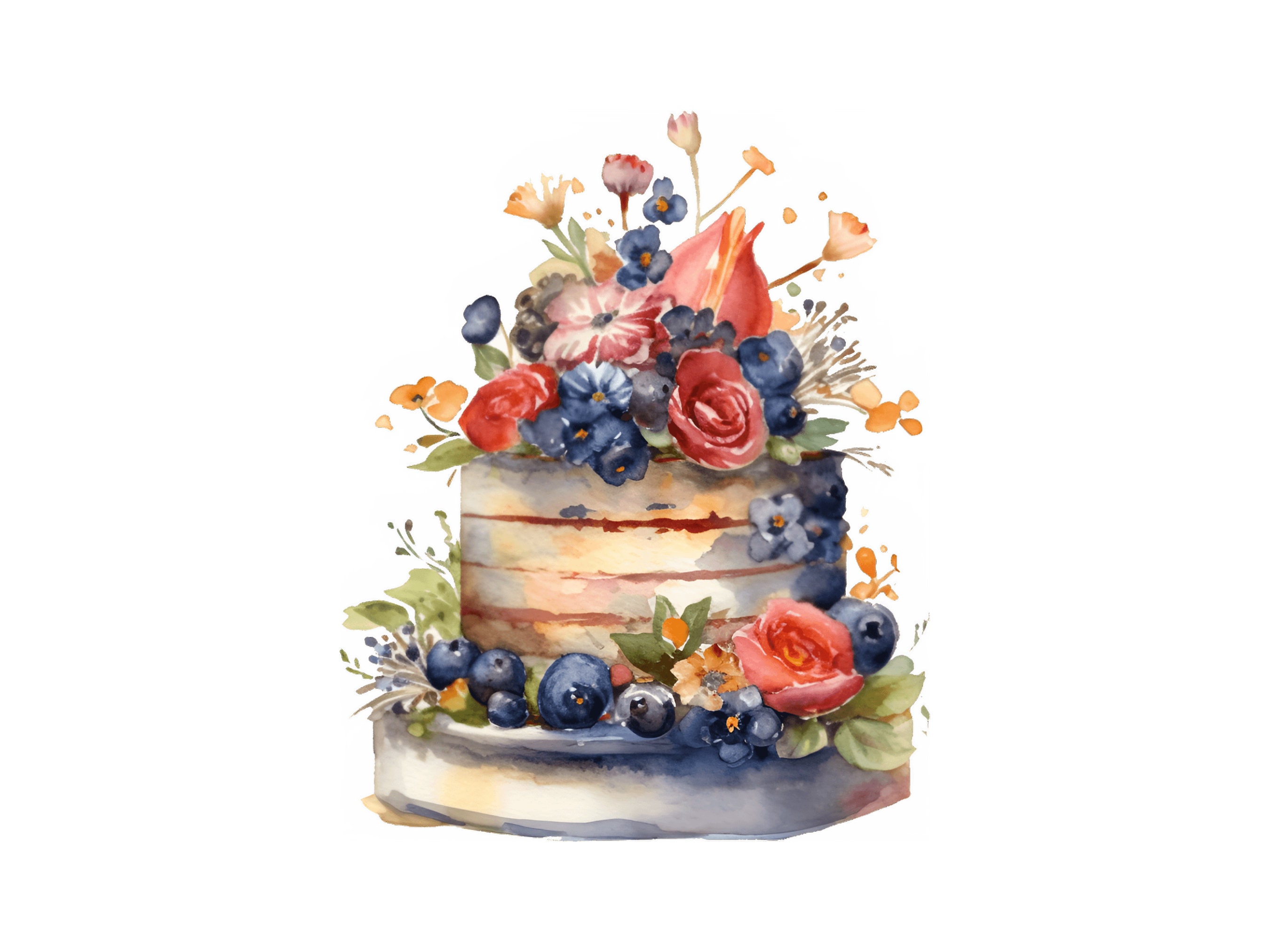 Watercolor Wedding Cake Clip Art Bundle, Dessert Clipart, Decorative ...