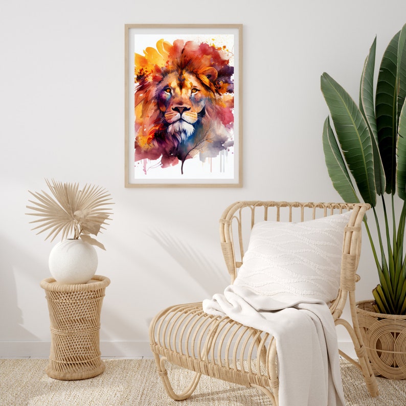 Lion Watercolor PRINTABLE, Lion Poster Print, Lion Print Instant ...