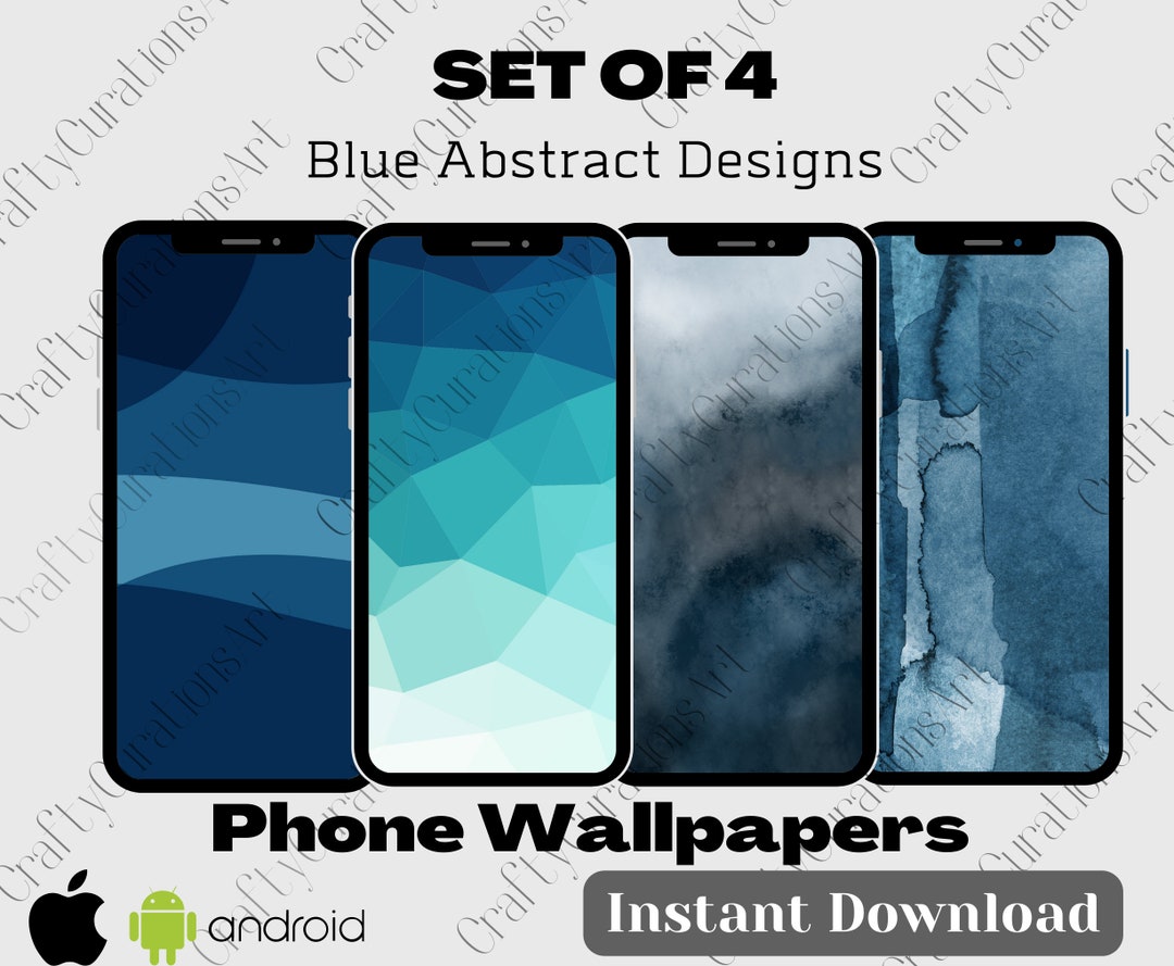 Blue Abstract Phone Wallpaper, Set of 4, Digital Download, Minimalistic ...