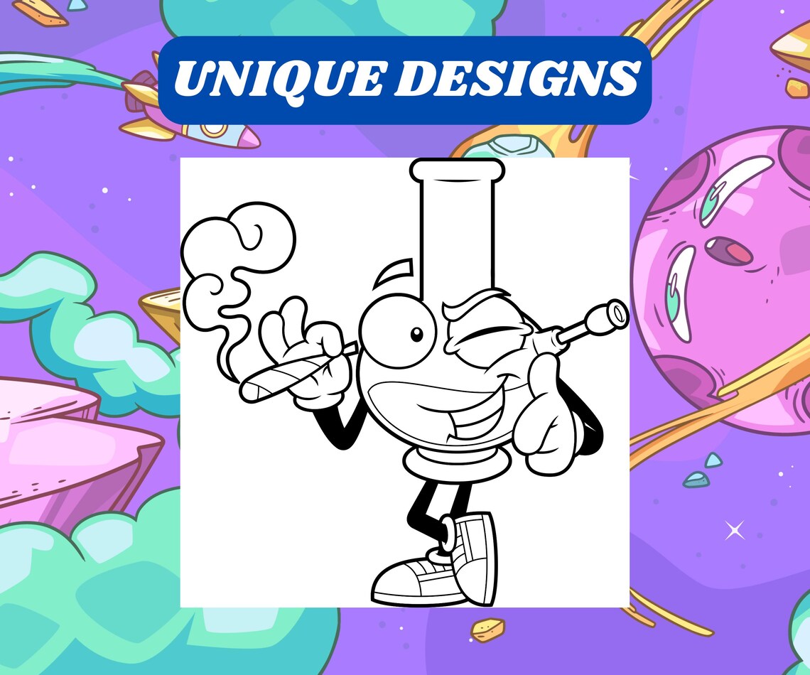 Cute Stoner Coloring Pages for Adults, 52 Bold and Easy Kawaii Stoner ...