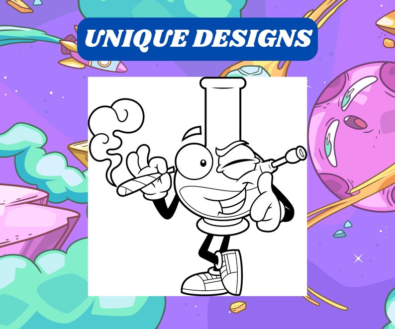 Cute Stoner Coloring Pages for Adults, 52 Bold and Easy Kawaii Stoner ...