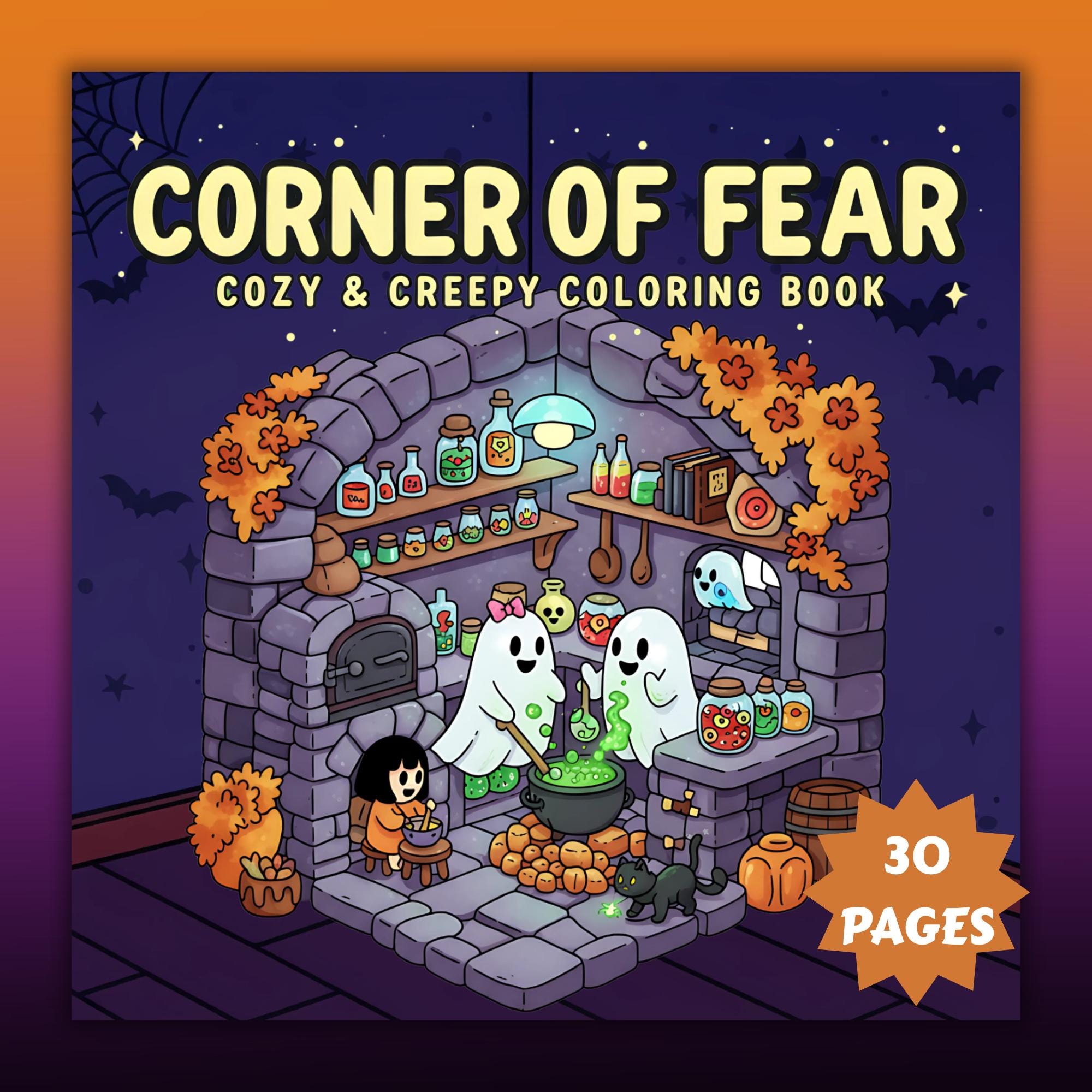 Creepy Cozy Corner Coloring Book, 30 Bold and Easy Designs, PDF, PNG ...