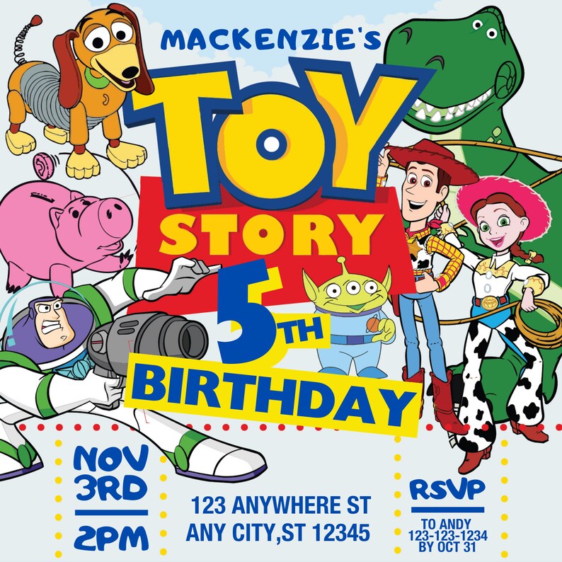 Editable Toy Story Birthday Party Invitation, Digital and Printable ...