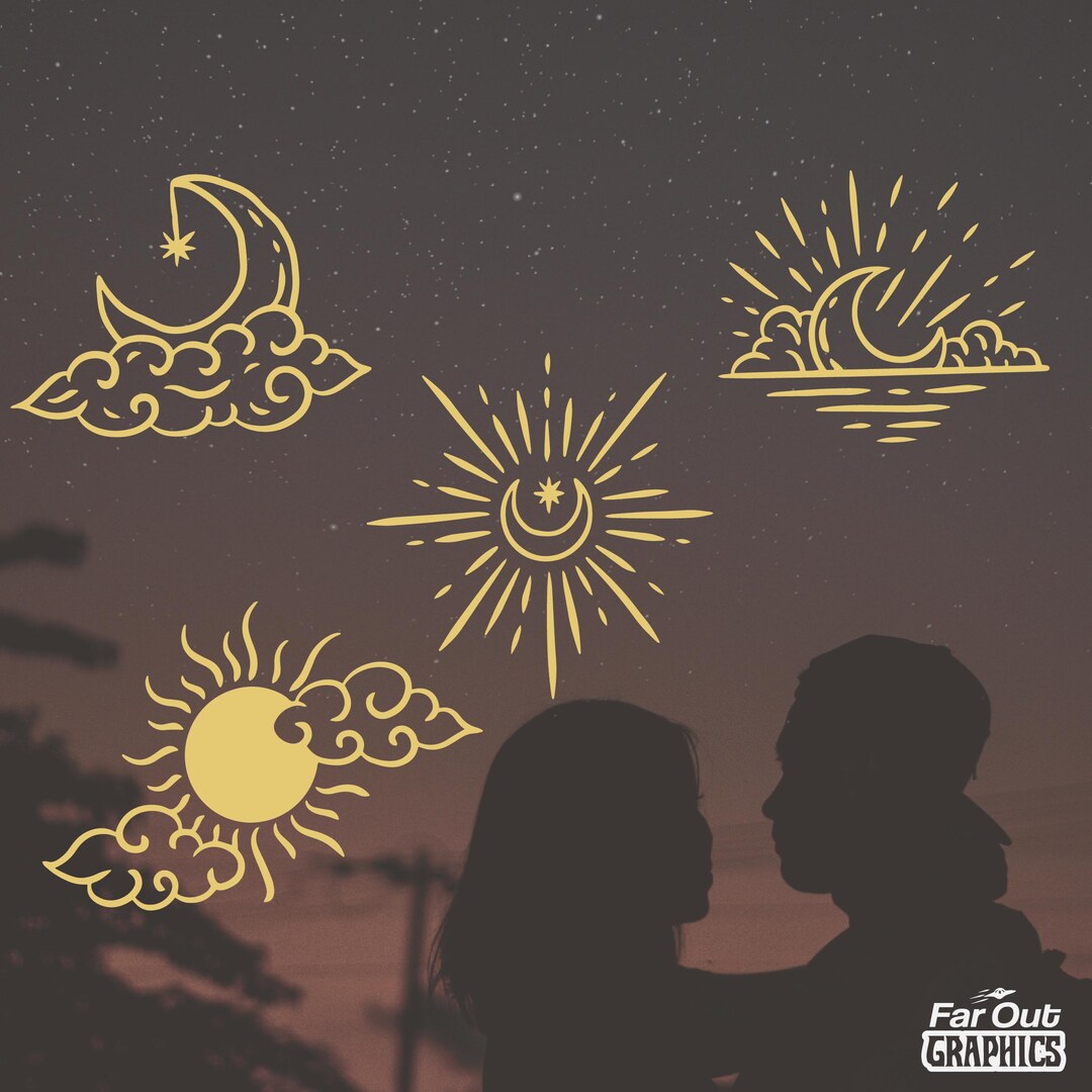 Artisan Sun and Moon Car Decals - Etsy