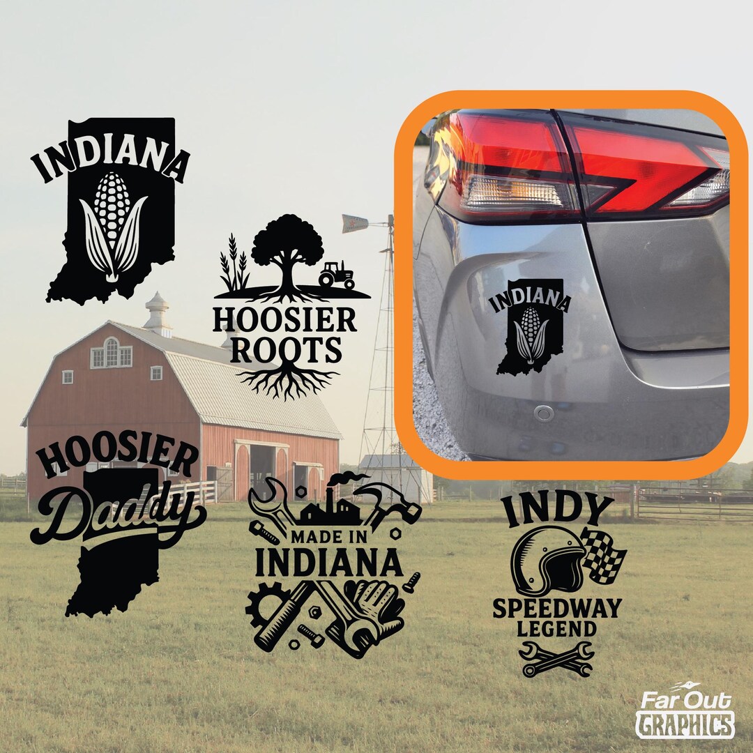 Indiana Vinyl Decals Sticker Shield Wings - Etsy