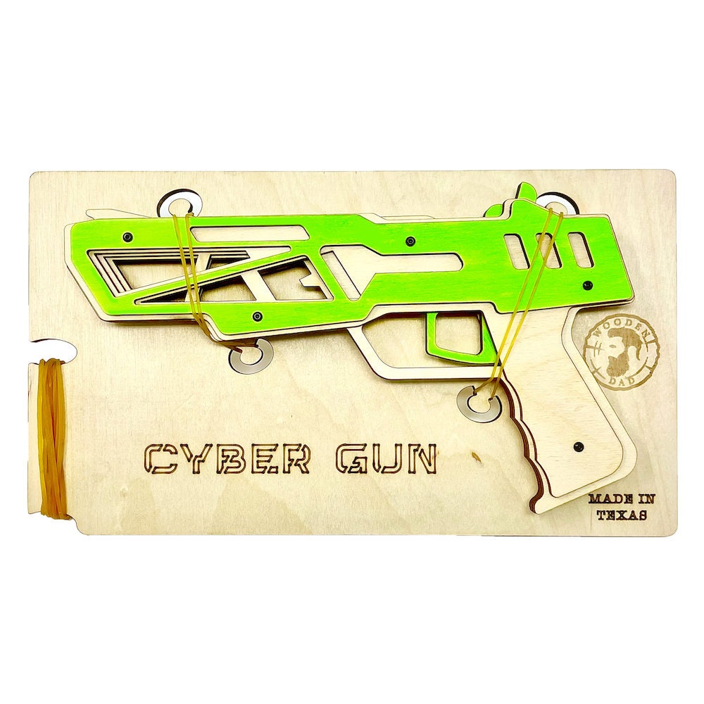 Rubber Band Cyber Gun: Wooden Pistol Toy for Boys and Kids Ideal Gift ...