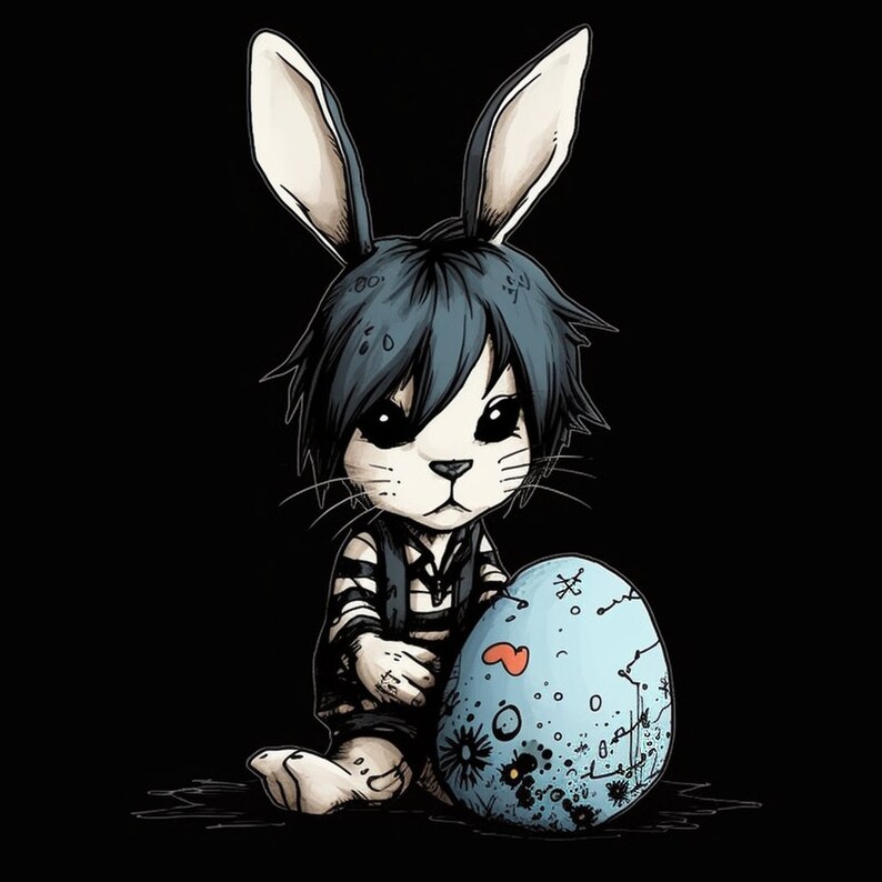 Black and White Emo Easter Bunny - Etsy