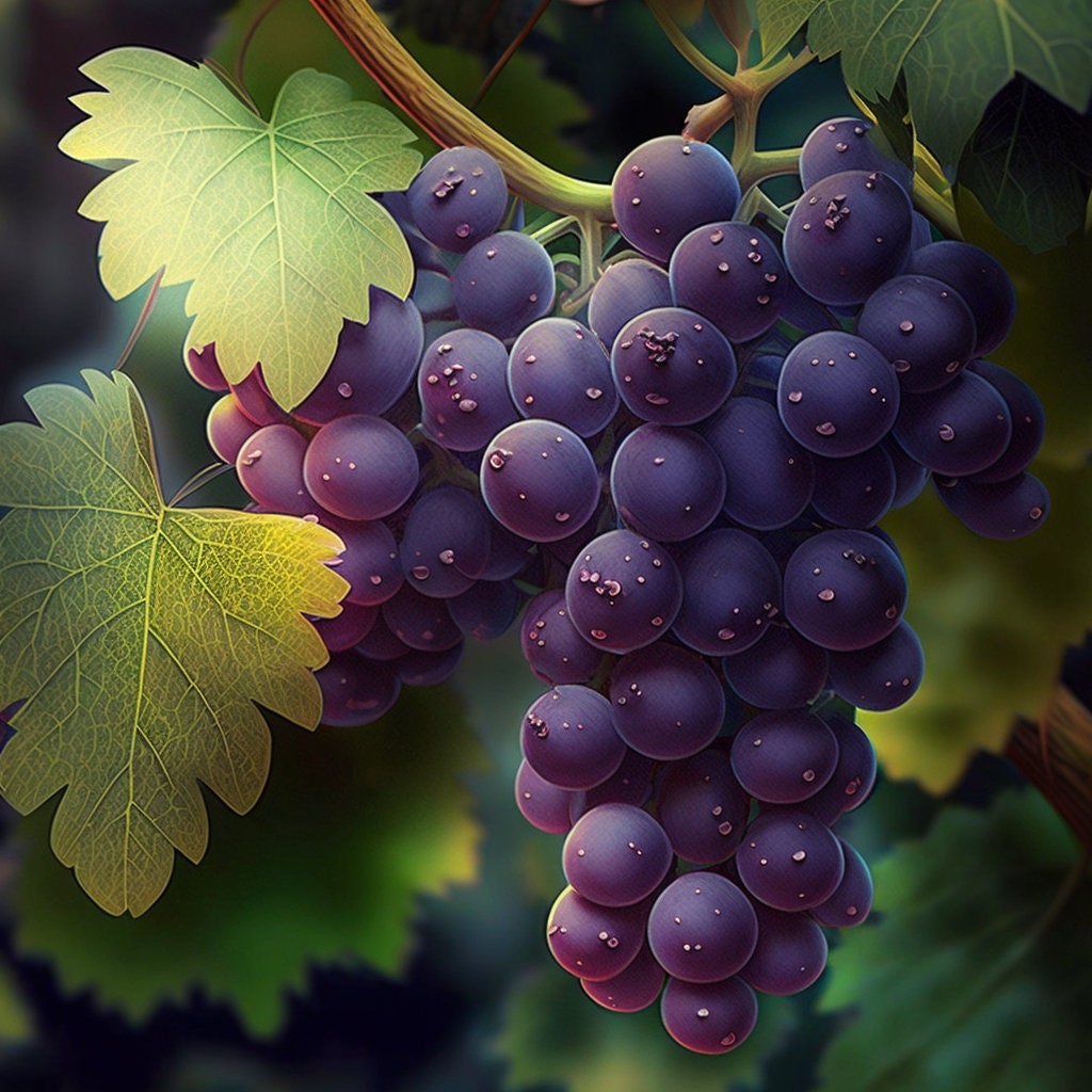 Vibrant Grapes Digital Art - Etsy