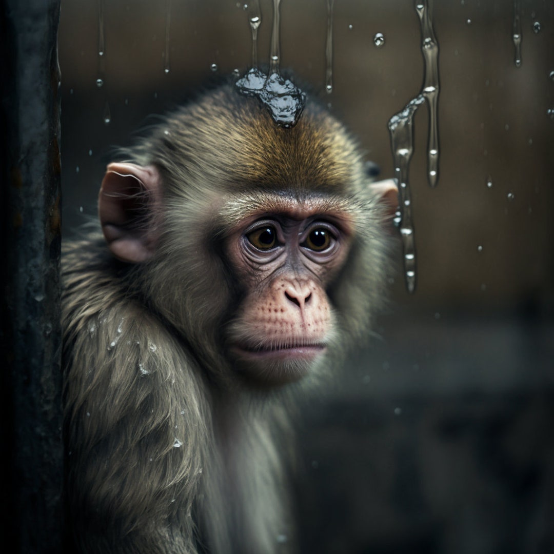 Sad Monkey: A Heartfelt and Endearing Depiction - Etsy