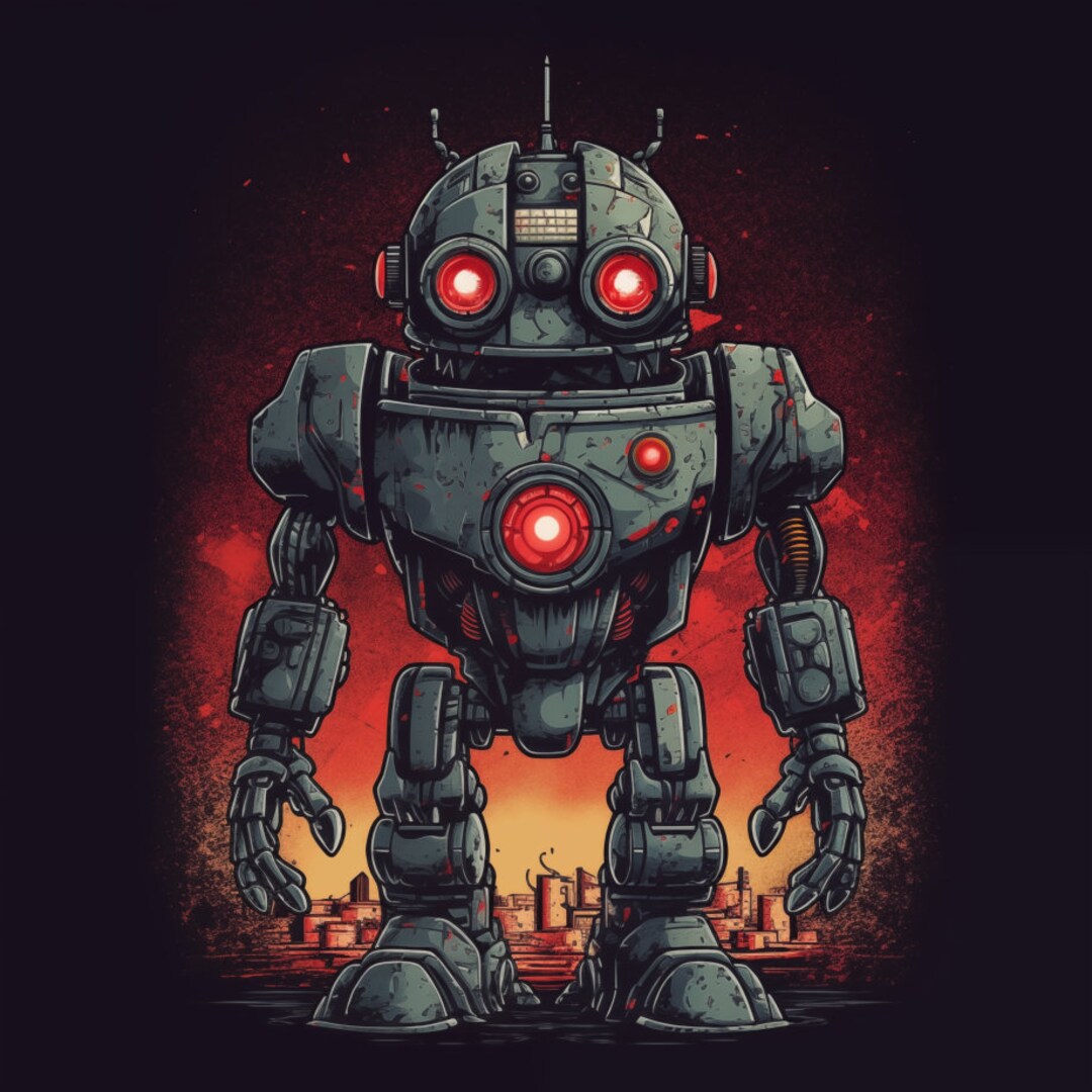 Crimson Sentinel: the Red-eyed Giant Robot - Etsy