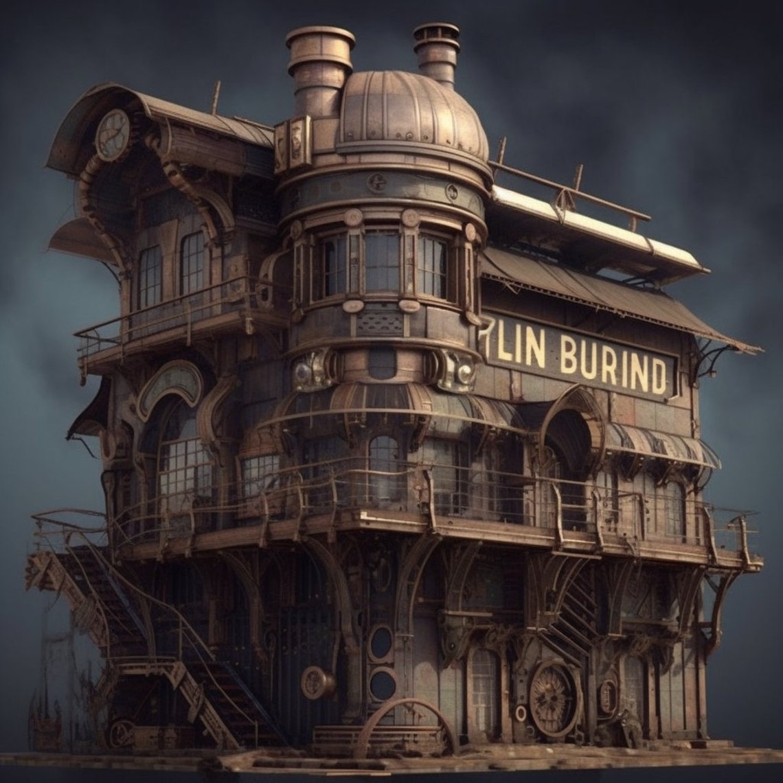 Steampunk Citadel: Industrial Elegance in Urban Design - Etsy