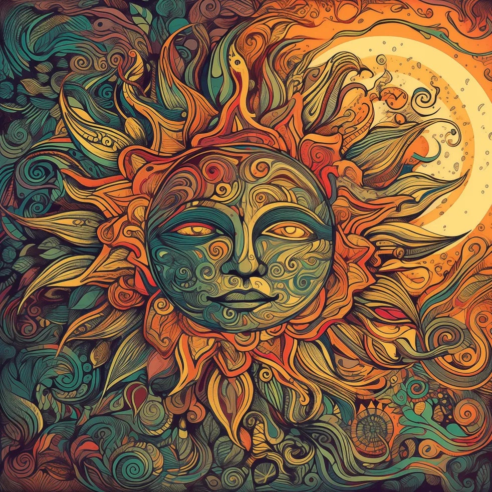 Solar Vibrance: Psychedelic Sunburst - Etsy