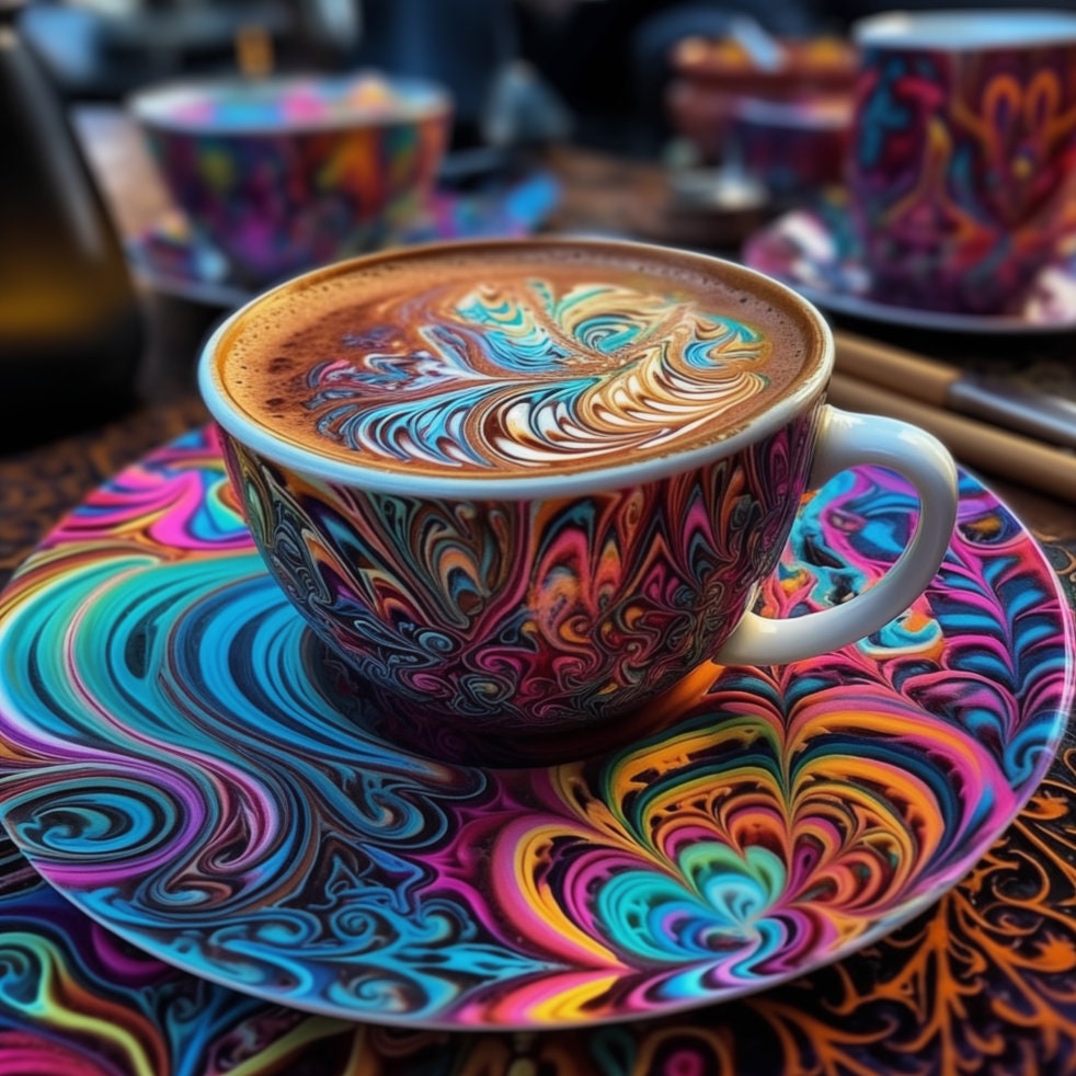 Psychedelic Brews: Exploring Vibrant Coffee Realms - Etsy