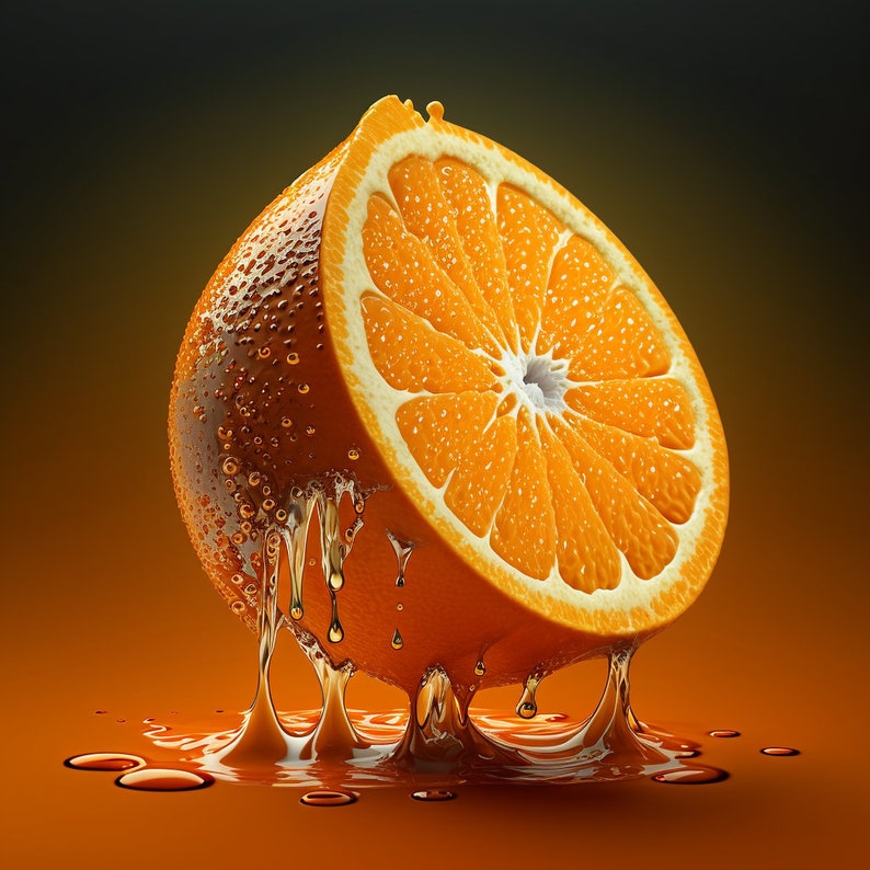 Vibrant Citrus Delight: Orange Digital Art - Etsy