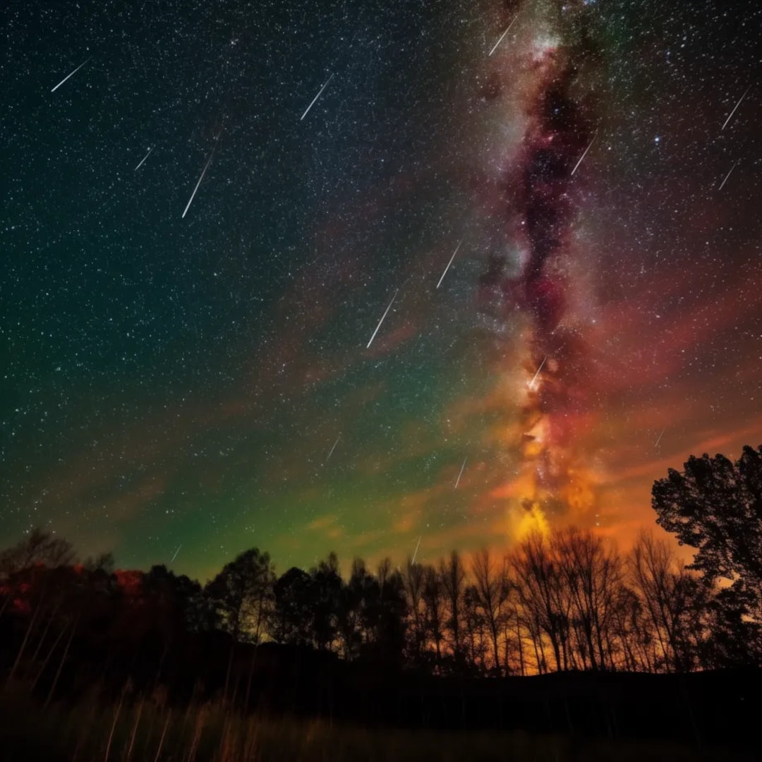 Celestial Kaleidoscope: Vibrant Colorful Meteor Shower - Etsy