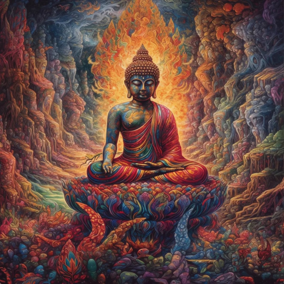 Kaleidoscopic Enlightenment: Psychedelic Buddhism Exploration - Etsy