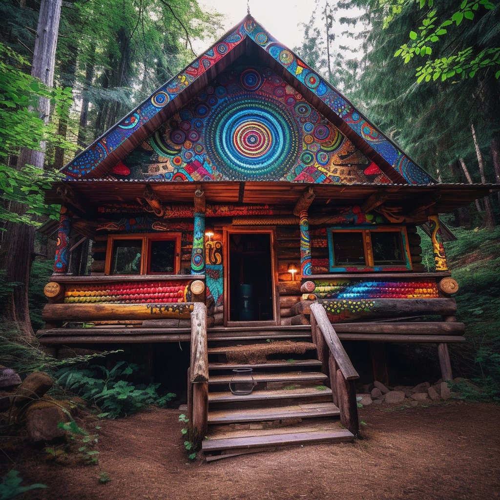 Psychedelic Wilderness: Cabin in the Woods - Etsy