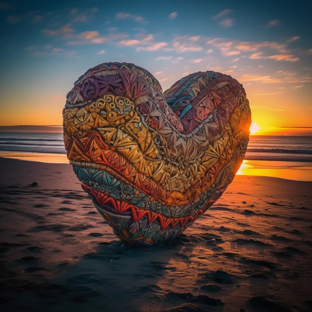 Psychedelic Shorelines: Enchanting Heart on the Beach - Etsy