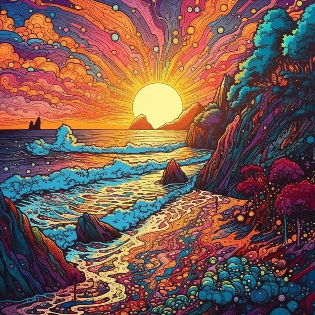 Psychedelic Shorelines: Vibrant Beach Escapes - Etsy