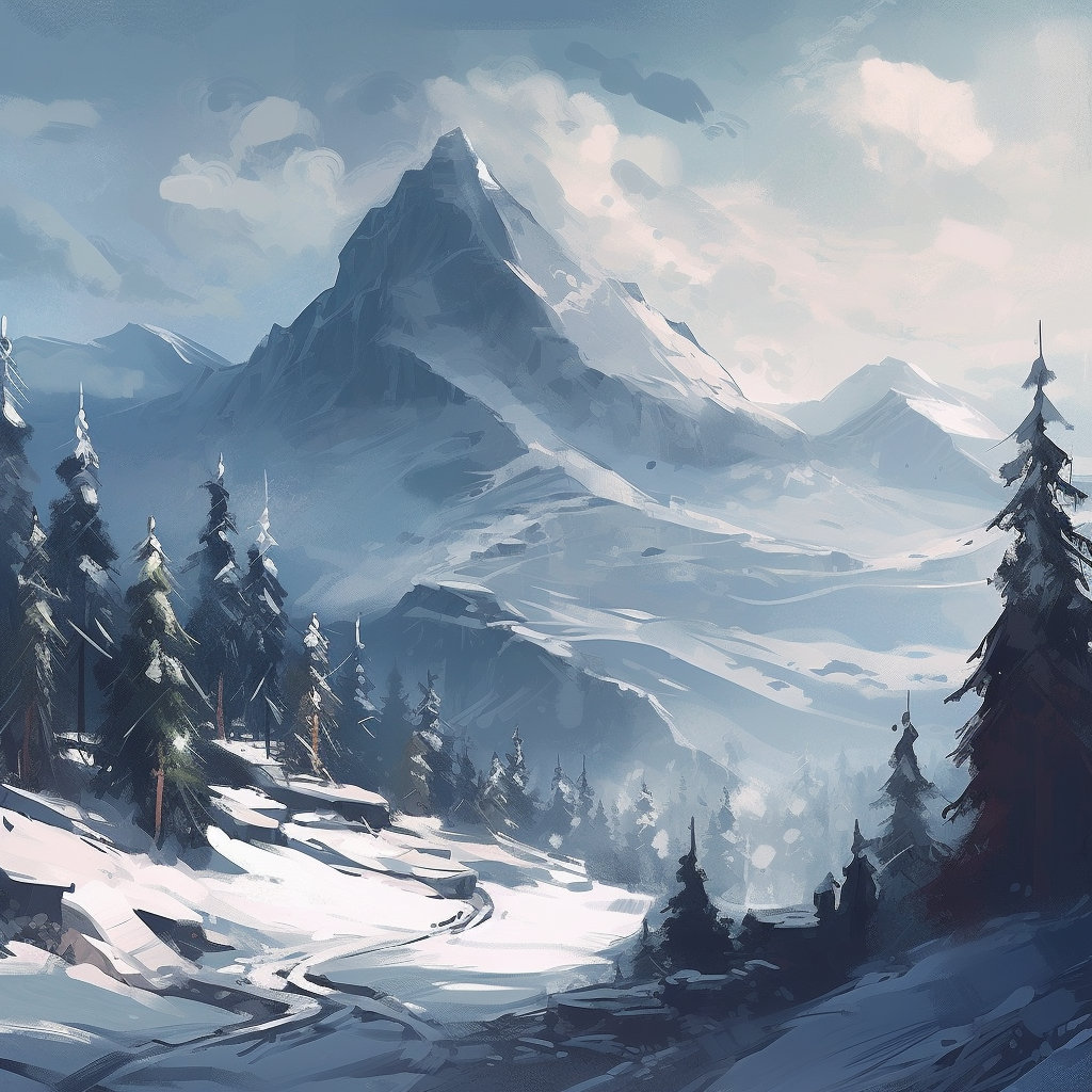 Frozen Elevation: Winter Mountain Magic in Digital Art - Etsy