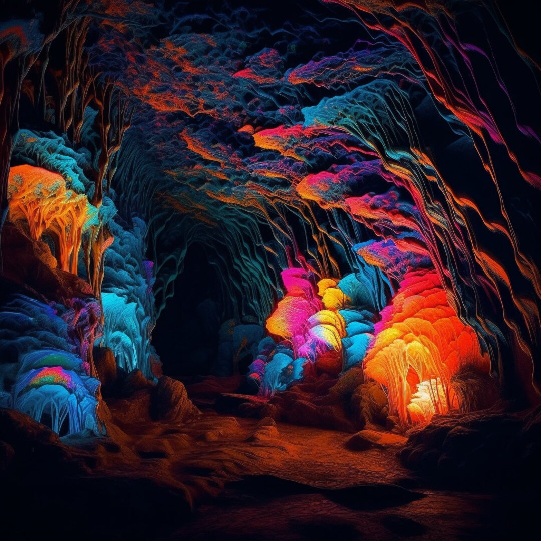 Kaleidoscopic Cavern: Psychedelic Cave Exploration - Etsy