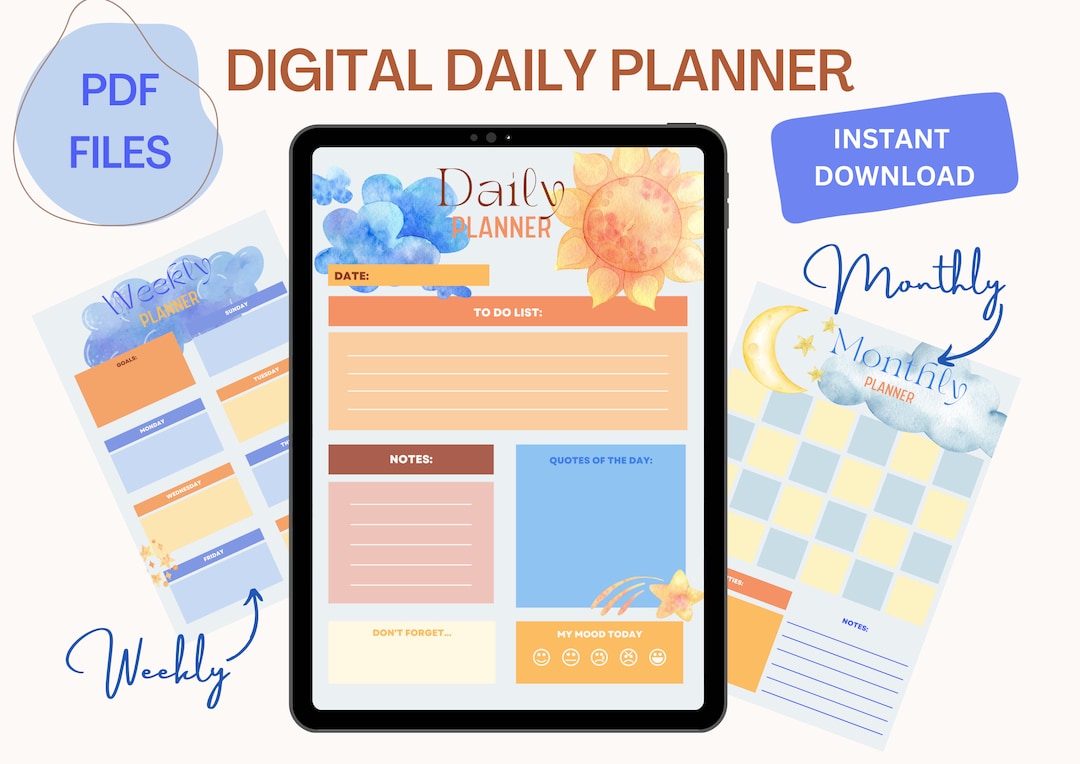 Daily Weekly Planner Printable, Digital Weekly Schedule, Editable ...