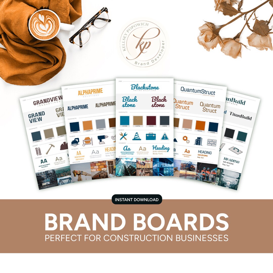 Editable Construction Brand Board Templates Construction Business Color ...