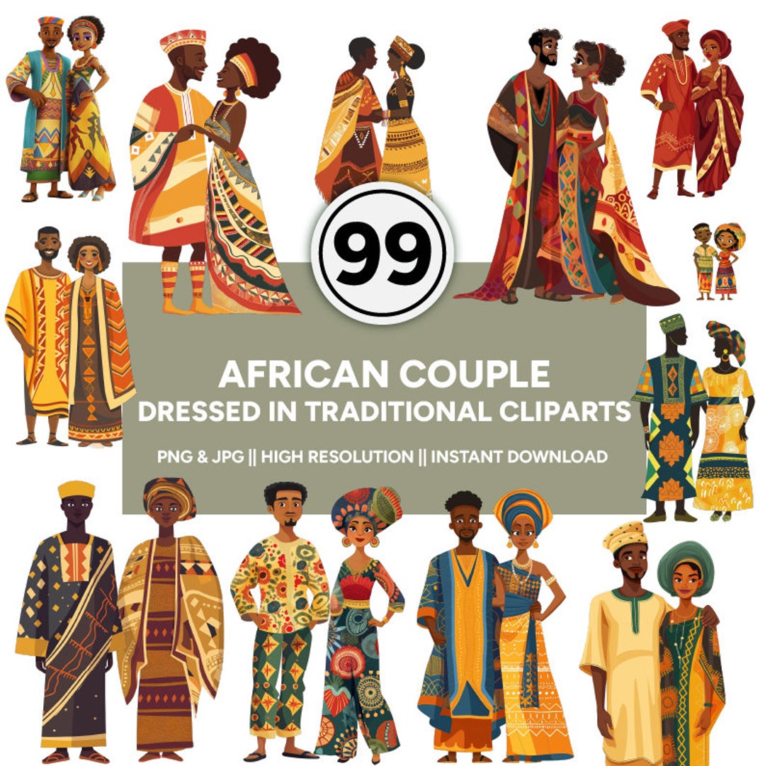 African Couple Clipart: Traditional Attire PNG & JPG (99 Images) - Etsy