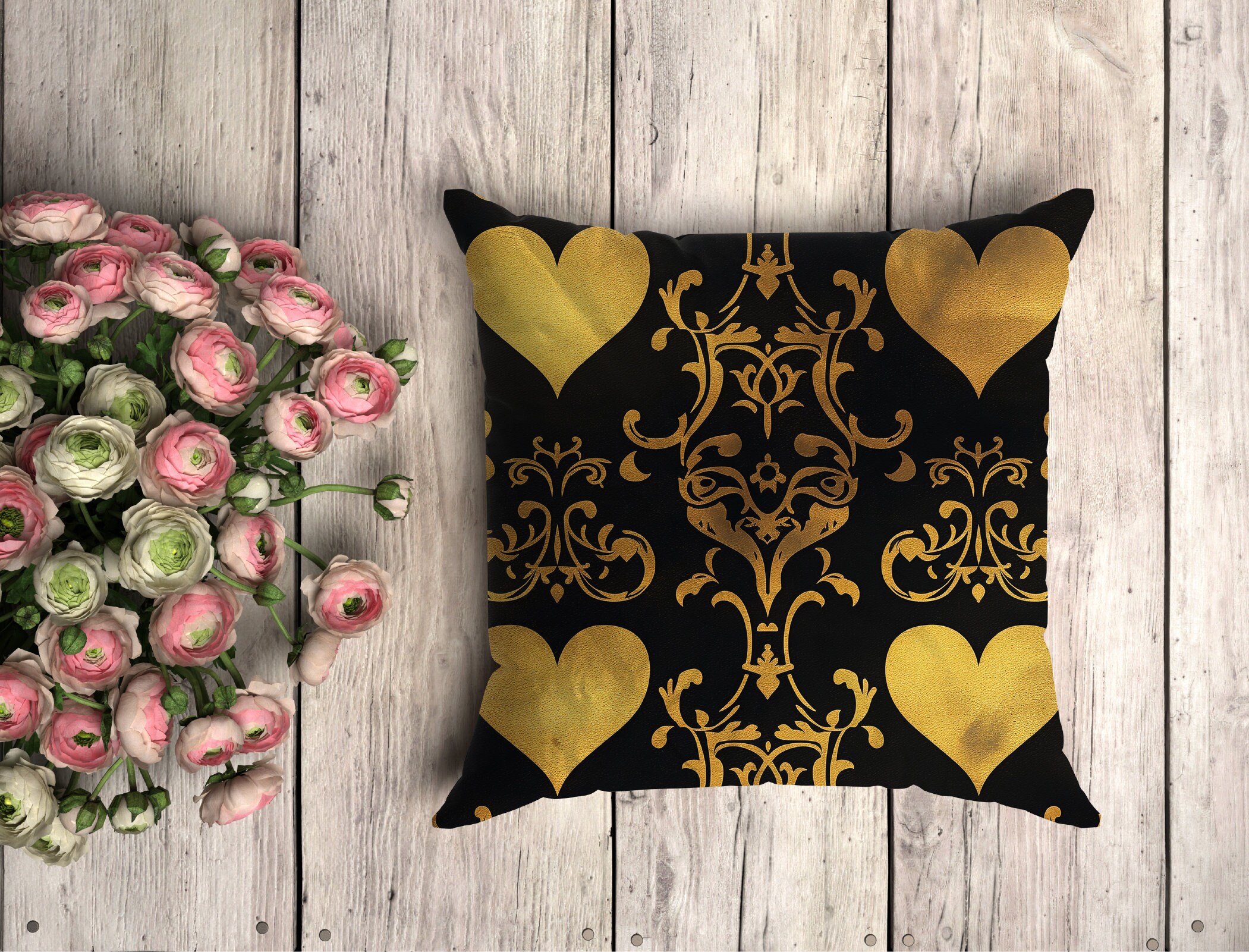 Luxurious Gold Heart Damask Digital Papers DIY Crafts, Card Making, and ...