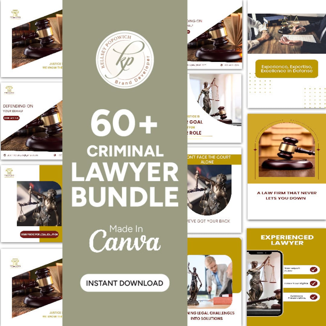 Criminal Lawyer Social Media Templates: 60+ Attorney Posts (canva) - Etsy