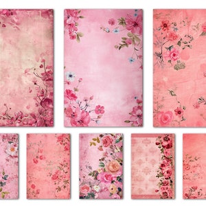 Vintage Pink Floral Digital Paper Collection: Perfect for DIY Crafts ...