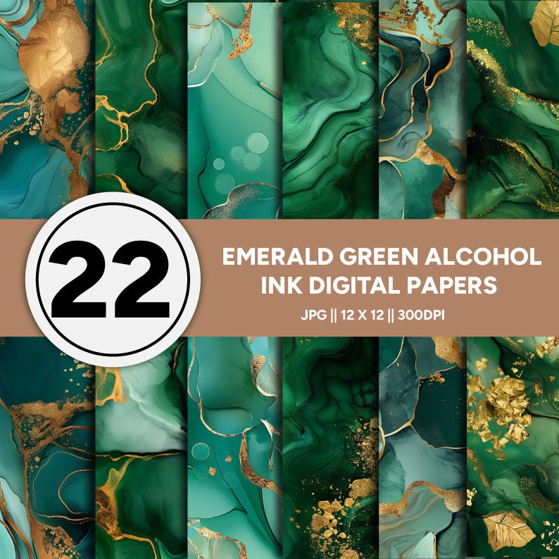 Emerald Green Alcohol Ink Patterns Digital Paper Designs | Alcohol Ink ...