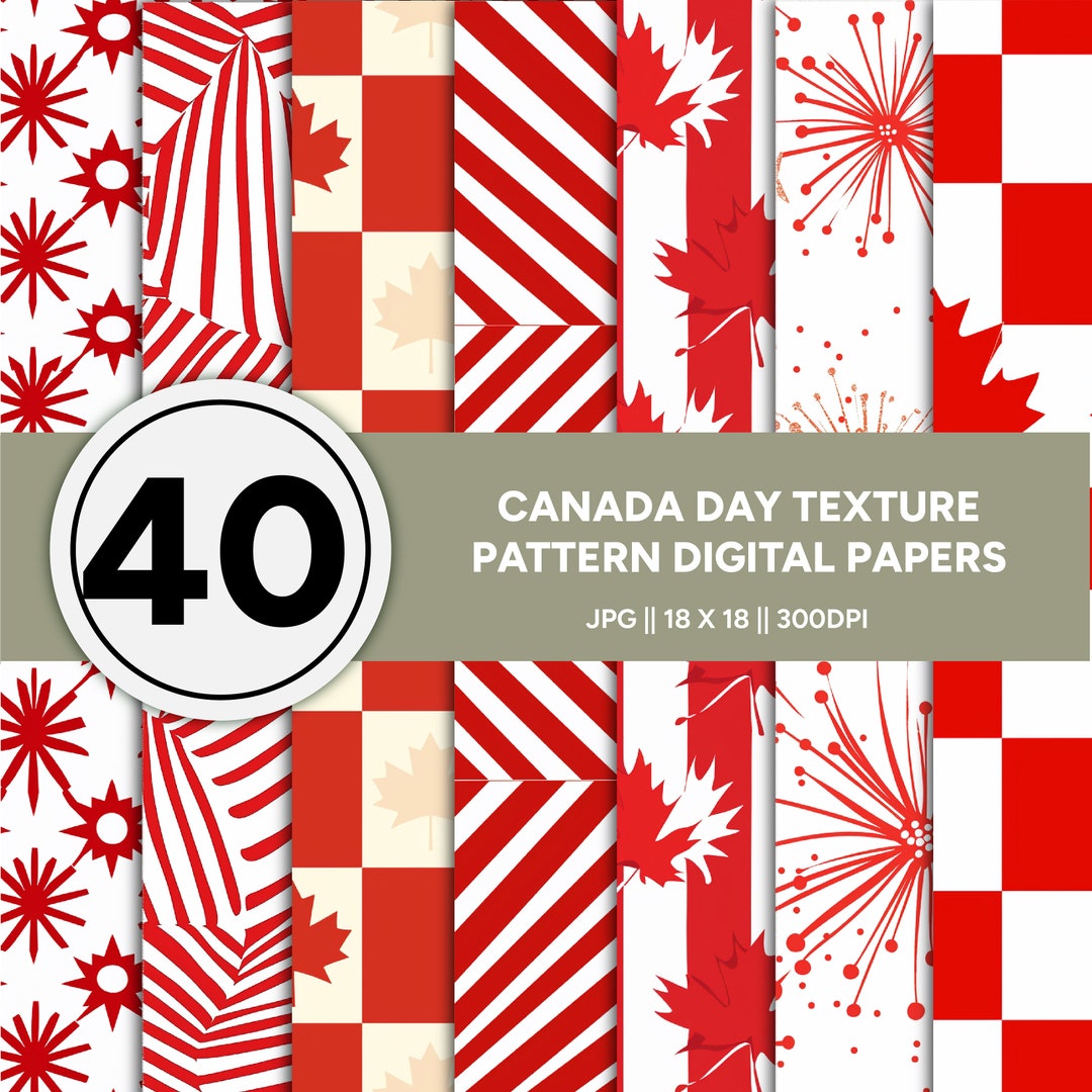 Canada Day Texture Pattern Digital Papers Designs | Red and White ...