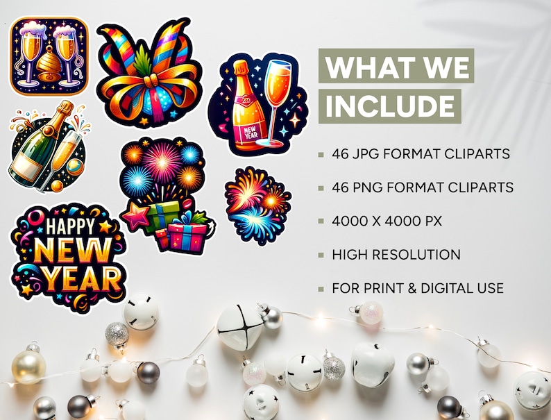 Happy New Year Clipart Mega Bundle Spark Your Creativity for ...