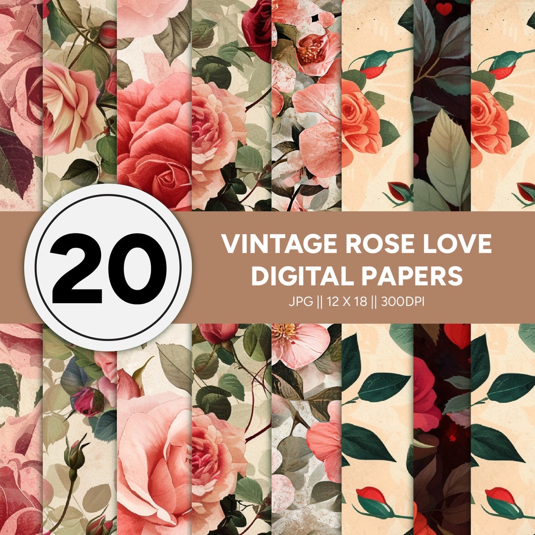 Vintage Rose Digital Paper – Valentine's Day Junk Journal (digital ...