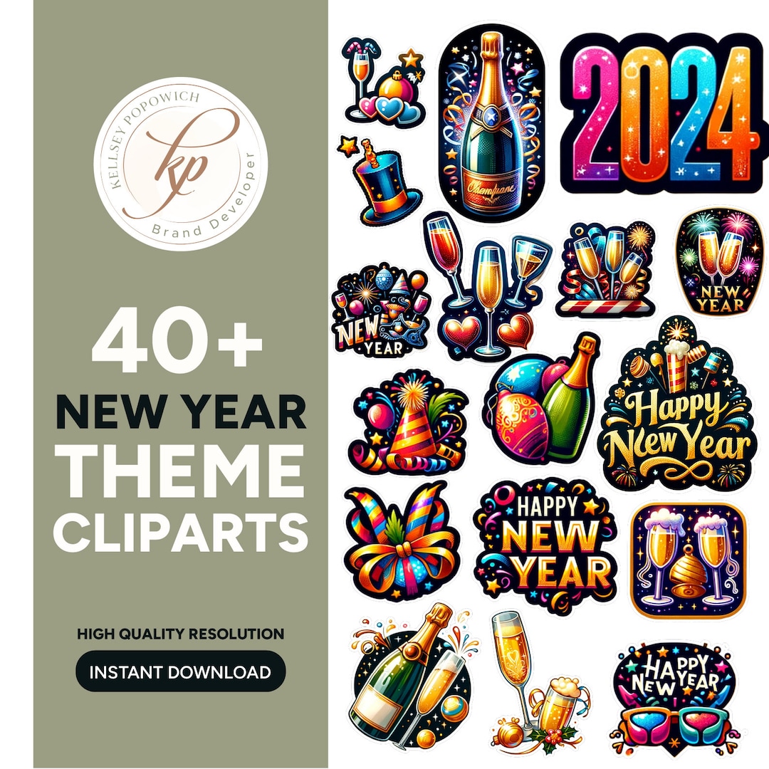 Happy New Year Clipart Mega Bundle - Spark Your Creativity for ...