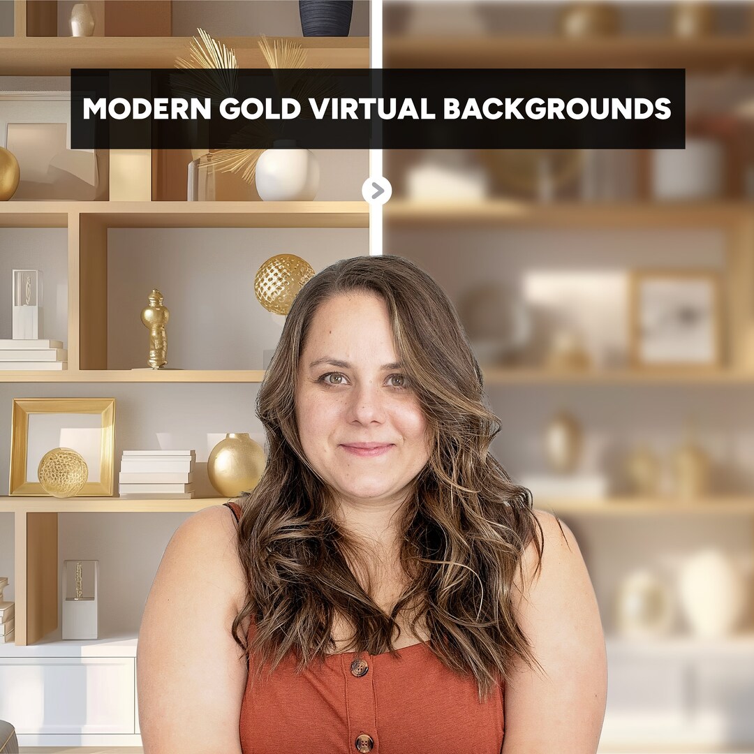 Golden Bookshelf Virtual Background: Create a Soft and Soothing Home ...