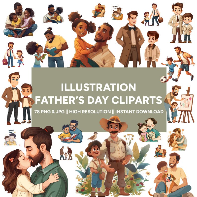 Celebrate Father's Day With Charming Clipart Collection! PNG & JPG ...