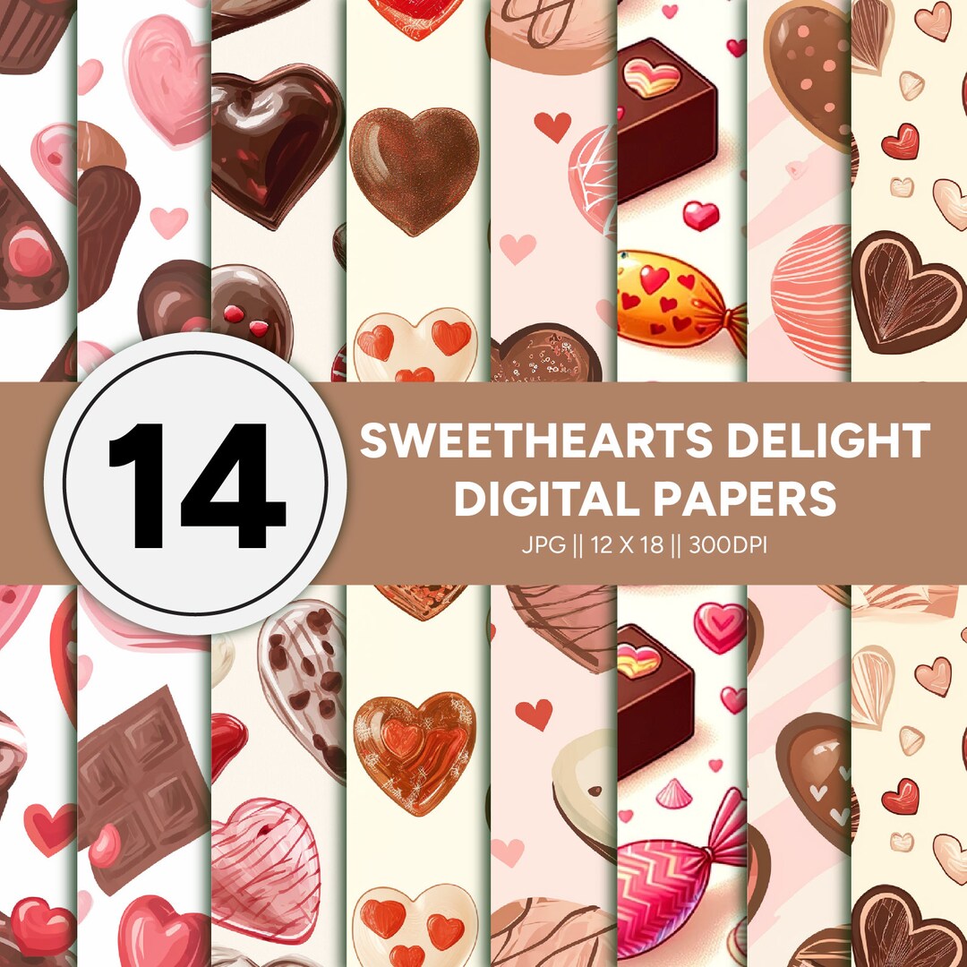 Chocolates Pattern Digital Paper - Sweet Delight for Scrapbooking, Card ...