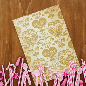 Luxurious Gold Heart Damask Digital Papers | DIY Crafts, Card Making ...