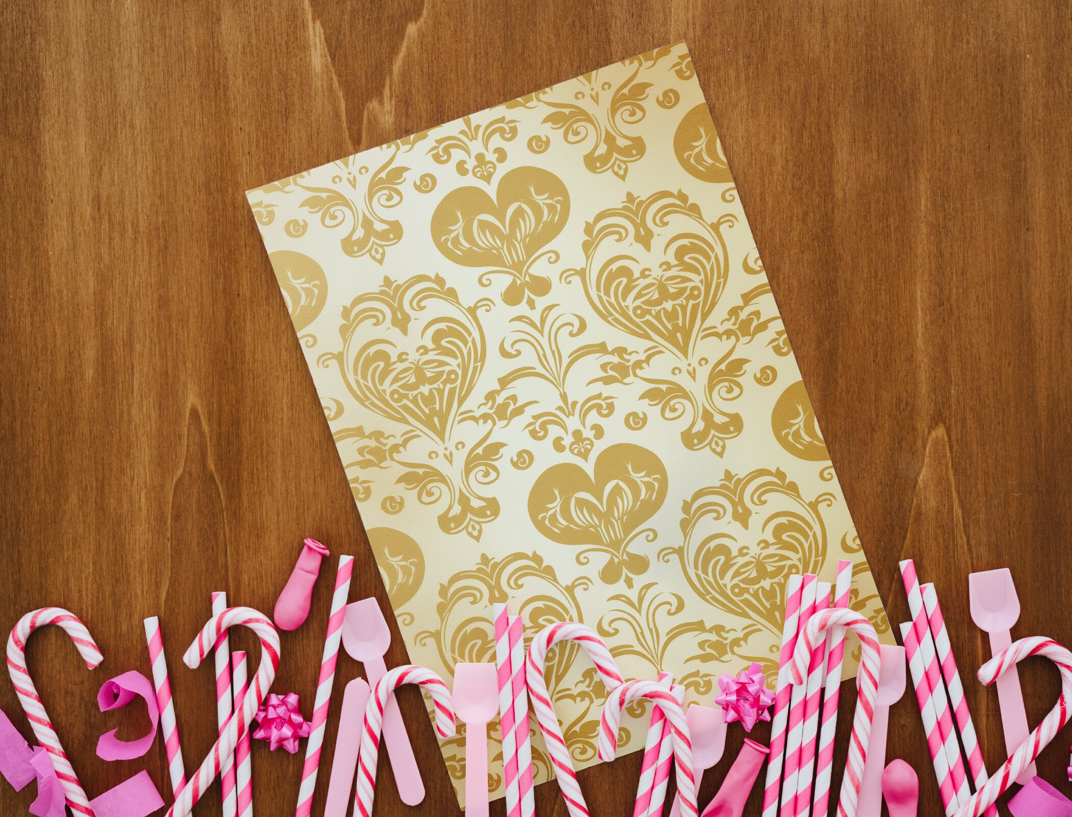 Luxurious Gold Heart Damask Digital Papers DIY Crafts, Card Making, and ...