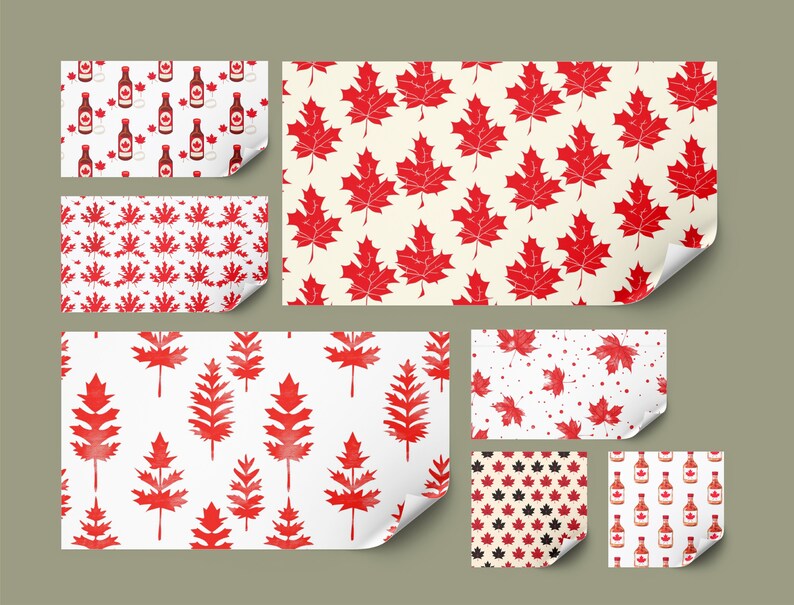 Papiers numériques Feuille d'érable pour la fête du Canada | Motifs ...