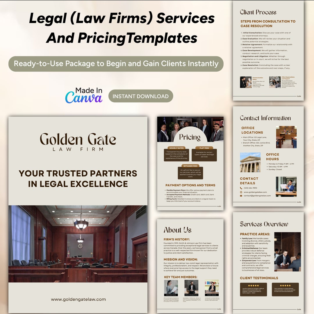 Legal Services and Pricing Template Bundle | Client Welcome Packet - Etsy