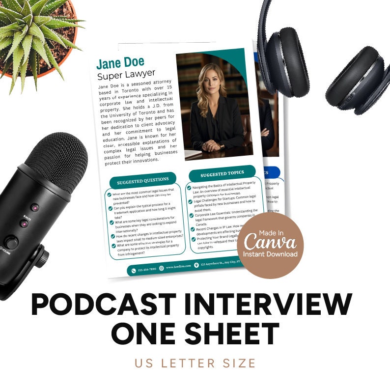 Podcast Interview One Sheet Template: Canva-customizable Branding ...