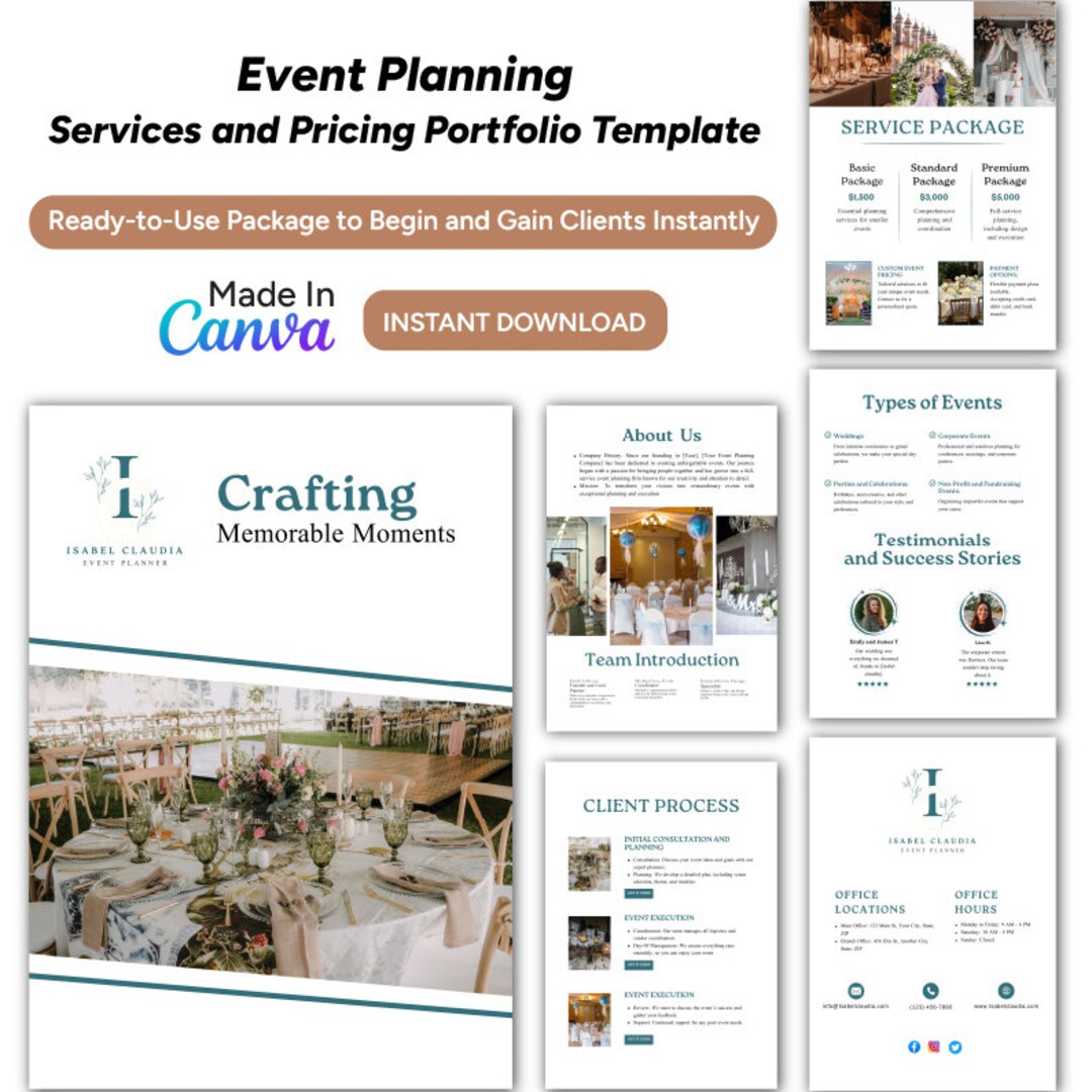 Event Planning Services and Pricing Template Bundle | Canva Editable ...