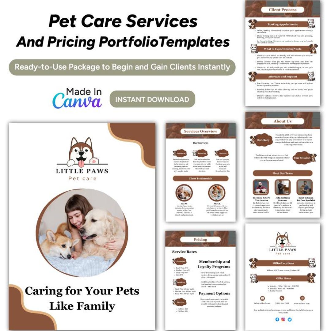 Pet Care Services Template Bundle | Pet Grooming Pricing Guide (canva ...