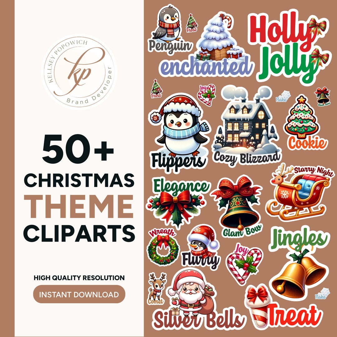 Joyful Christmas Clipart Bundle: 52 Festive Designs - Instant Digital ...