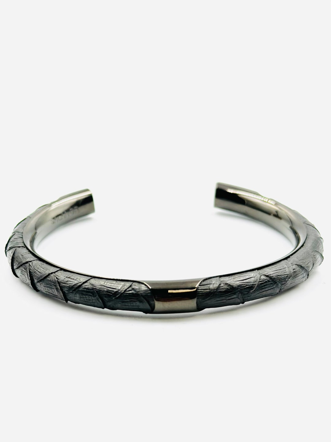 Men’s Cuff Bracelet ,snake Leather, Mens Cuff Bracelet, Black Cuff, Gift for Him, Python ...